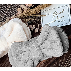 Spa Headbands for Women Makeup Washing Face Skincare Face Wash Head Band Cute Bow Hair Band for Girls Soft Coral Facial Shower Head Wraps