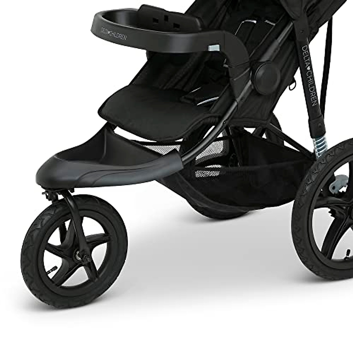 Delta Children Apollo Jogging Stroller - Shock Absorbing Frame with Large Canopy & Recline - Car Seat Compatible, Black