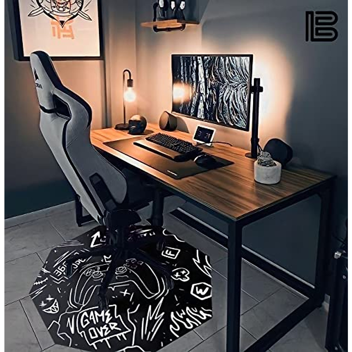 Blek Designs - (47” x 47”) Anti-Slip Gaming Chair Mat, Office Chair Mat for Hardwood Floor & Tile, Scratch Resistant Desk Chair Mat, Rug for Rolling Chair, Computer Chair Mat for Home Office, Pack-1