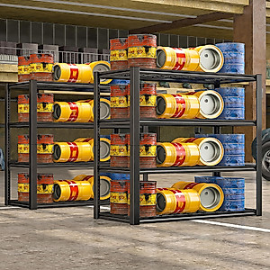 REIBII 40" W Garage Shelving Load 2200LBS Wide Storage Shelves Heavy Duty 4-tire Garage Storage Shelving Adjustable Metal Shelving Industrial Shelving Unit Utility Shelf Commercial Rack Basement