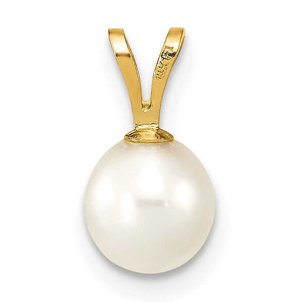 Avariah Solid 14K Yellow Gold 6-7mm White Round Freshwater Cultured Pearl Pendant - 10mm