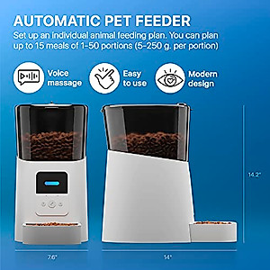 PUREVACY Automatic Cat Feeders with App. 6L Capacity Automatic Cat Food Dispenser with Programmable Timer, Voice Recorder. WiFi Cat Feeder Automatic. Automatic Pet Feeder for Dry Food