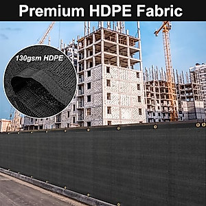 SPORTYOUTH 8ft x 50ft Privacy Screen Fence, Black Heavy Duty Windscreen Fencing Mesh Fabric Shade Cover with Brass Grommets for Outdoor Wall Garden Yard Backyard Patio Pool Deck Commercial