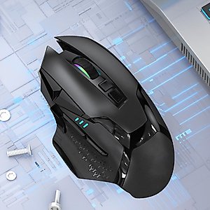 NYIEFADA Wireless Bluetooth Mouse for Laptop Thumb Rest Ergonomic - 4000DPI Rechargeable 10 Buttons/Shortcuts USB-C RGB Silence, Right Hand up for 3 Devices for Laptop Mac PC