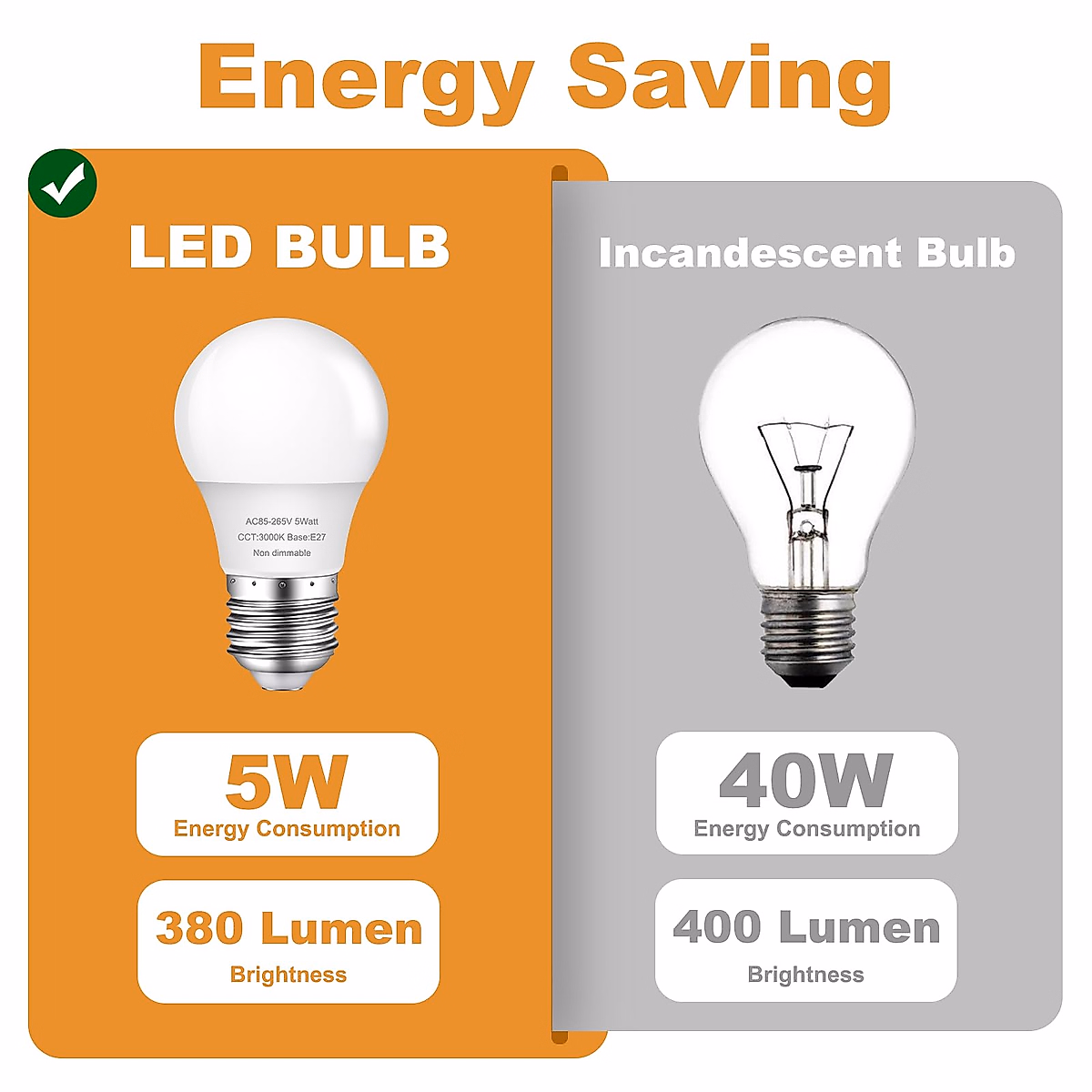 MZyoyo A15 LED Light Bulb,E27 LED Bulbs,5W Ceiling Fan Light Bulbs,Small Light Bulb for Ceiling Fan Home Bedroom Living Room,Equivalent 40 Watt Appliance Light Bulb,3000K Soft White,AC85-265V,6 Pack