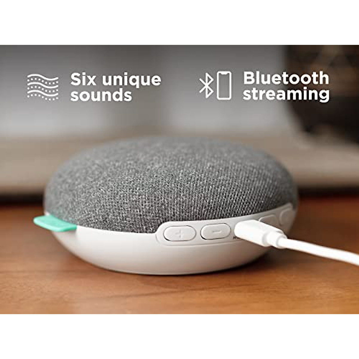 SNOOZ Button - White Noise Sound Machine - Non-Looping White Noise, Pink Noise, and Fan Sounds Plus Bluetooth Speaker - Cloud
