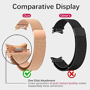One Click No Gap Metal Band for Samsung Galaxy Watch 6 band 40mm 44mm Women Men,Galaxy Watch 6 Classic Band 47/43mm, Stainless Steel Magnetic strap for Galaxy Watch 5 4 band/5Pro/Watch 4 Classic (black)