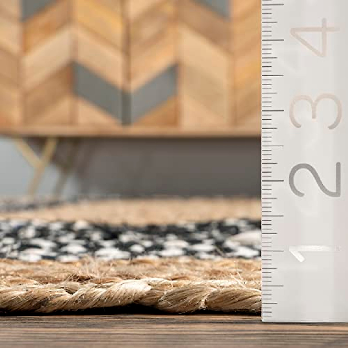 nuLOOM Lesha Natural Fiber Area Rug, 6' Round, Black