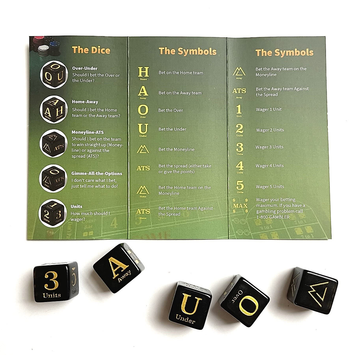 MoneyLine Sports Betting Dice - Sports Betting Gift - Dice to Help You Bet on Sports - Five 19mm Dice for Sports Wagering