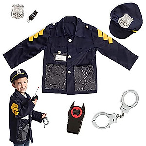 DRESS 2 PLAY Police Costume for Kids, Cop Toddler Dress Up Set Role Play With Accessories, Police Officer Costume for Kids Ages 3-7