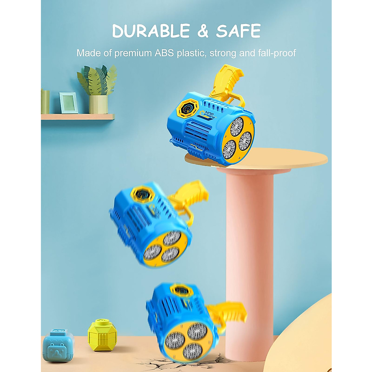 Vewaci Bubble Machine Gun [10,000 Bubbles/Min] [LED Light] Bazooka Bubble Gun, Rechargeable Bubble Blower for Age 3+ Kids/Adults, Birthday Gift Summer Toy for Outdoor Wedding Party