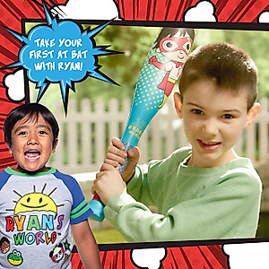 Franklin Sports Ryan's World Kids Baseball Bat + Ball Set - Soft Plastic Jumbo Bat + Baseball for Kids + Toddlers - Beginner Toy Baseball Bat Set