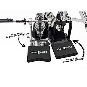 PedalBlock - Hi-Hat and Pedal Anchor System - Total Slide Prevention - For Double Kick Pedal, Hi-Hat Stand, Keyboard Pedal, Electric Bass Drum Pedal - Drum Set Accessory & Gift (Set of 2)