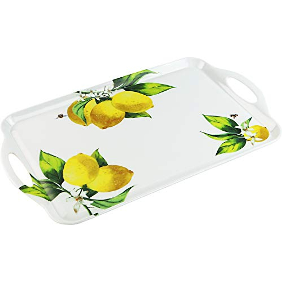 Calypso Basics Fresh Lemons by Reston Lloyd 2pc Melamine Tray Set, Lemons with Honey Bees