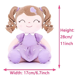 Gloveleya Baby Doll Gifts Plush Curly Girl Toys with Love 16" Purple Light Skin