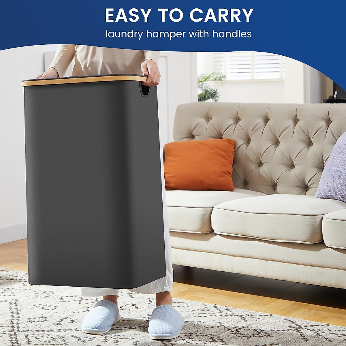 Laundry Basket with Lid, 120L Clothes Hamper for Laundry Basket Collapsible, Laundry Hamper Organizer for Bedroom, Laundry Room, Dirty Clothing Hamper