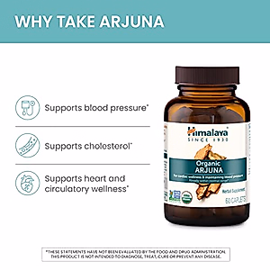 Himalaya Organic Arjuna, Blood Pressure Supplement for Cardiovascular Wellness and Heart Health, 700mg, 60 Caplets, 2 Month Supply