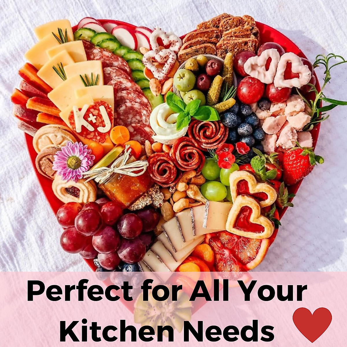 CTMRJ Red Heart Shaped Plastic Bowl for Salad Fruits Dessert Candy Treats Snacks Holder Household Rotating Pot Serving Dish, Multi-Purpose Deep Tableware Bowls for Home Kitchen Cooking Gift