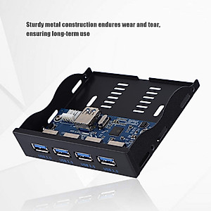 4 Ports USB 3.0 Front Panel Hub, 3.5 Inch Floppy Bay Internal Metal USB Hub Front Panel with 19 Pin to 4 USB 3.0 Hub Ports, for Computer Case