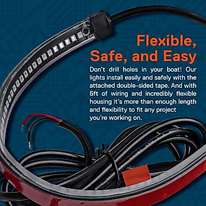 TRUE MODS Red Green LED Marine Navigation Light Strips [66/132 LEDs Per Strip] [Single/Dual Row] [IP68 Waterproof] [Flexible Housing] Bow Light for Kayak Pontoon Bass Fishing