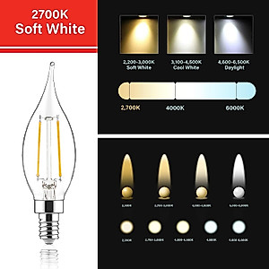 Sengled E12 Candelabra Bulb 60W Equivalent LED Chandelier Light Bulbs, 5W Dimmable E12 LED Bulb, 2700K Soft White 450LM Candelabra Base, Flame Tip Candle Light Bulbs, 12 Packs