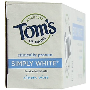 Tom's of Maine Natural Simply White Fluoride Toothpaste, Clean Mint, 4.7 oz. 6-Pack (Packaging May Vary)