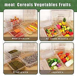 Mifoci 6 Pcs Commercial Plastic Food Pans with Lids Clear Food Pans Included 2 Pcs Full Size 6 Inch Deep Hotel Pan 4 Pcs 1/2 Size 4 Inch Freezer Food Storage for Storage Kitchen Restaurant