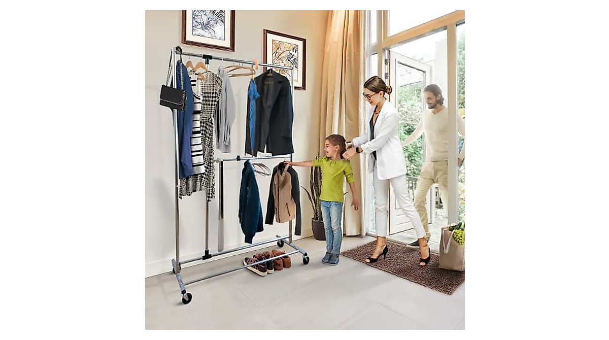 Tatkraft Marvel Heavy Duty Clothes Rack on Wheels