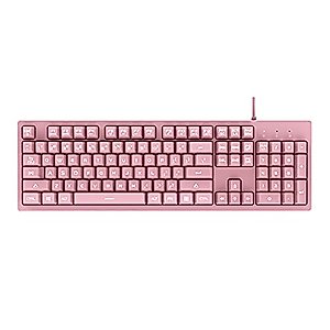 KOqwez33 Portable Advanced Keyboard for Notebook Computer, 104 Key Pink Button Switch Office Growing Gaming Mechanical Keyboard for DKS100 - Pink