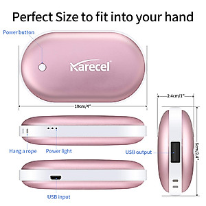 Karecel Rechargeable Electric 5200mAh Powerbank Reusable, Portable USB Hand Warmer Heater Battery Pocket Warmer, Best Gifts for Men and Women in Cold Winter