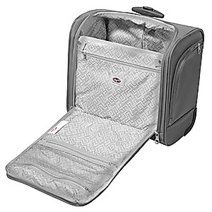 Olympia Lansing Heavy Duty Rip Stop Nylon Wheeled Carry On Suitcase for Under the Seat Airplane Travel with Divider and Dual Side Zip Pockets, Gray
