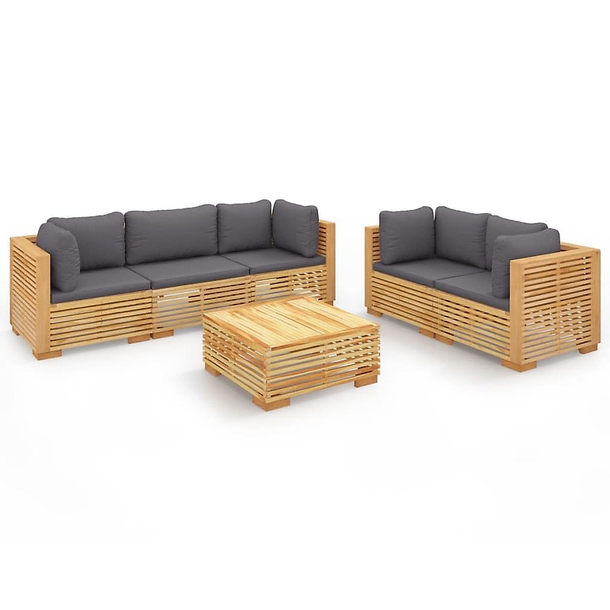 WEHUOSIF 6 Piece Patio Lounge Set with Cushions,Garden Lounge Set,Combination Sofa,Pool Sofa Set,Conversation Sofa,Party Furniture,for Homes,Offices,Living Room,Cafes,Solid Wood Teak