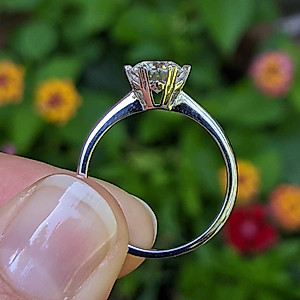 TwoBirch Platinum Plated 925 Sterling Silver 1 CT Solitaire Moissanite Engagement Ring with Heart Shaped Prongs (Size 6)