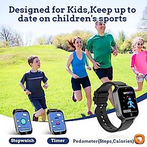 Goodatech Smart Watch for Kids 4-12 Years Boys Girls, 26 Puzzle Games,HD Camera,Video Music Player,Pedometer,Flashlight,Calendar Stopwatch Timer,Alarm Clock, Aluminum Case,Sport Band (Black)