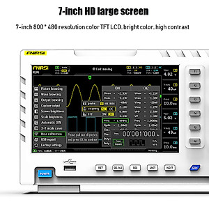 FNIRSI 1014D Oscilloscope 2 in 1 Digital Oscilloscope DDS Signal Generator, 100X High Voltage Probe, 2 Channels 100Mhz Bandwidth 1GSa/s Sampling Rate Built-in 1GB Storage Space