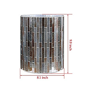 KMwares Decorative Wastebasket/Trash Can/Garbage Can for Home Accent, Kitchen, Bathroom Accessories, Office Decoration - Mosaic Glass