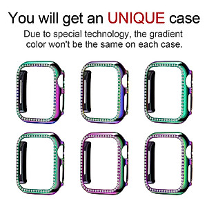 Yolovie Compatible for Apple Watch Case 38mm 40mm 42mm 44mm Bling Crystal Diamonds Rhinestone Bumper Cover for Women Girl, Hard PC Protective Frame for iWatch Series 6/5/4/3/2/1/SE/SE2-44mm Colorful
