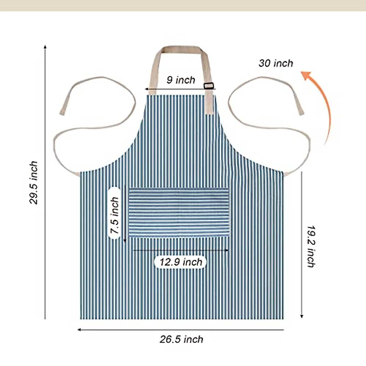 ATROPOS 2 Pack Aprons for Women with Pockets,Waterproof Cooking Aprons for Women,Adjustable Bib Apron Chef Aprons Painting Apron for Kitchen,Cooking,Baking,BBQ,Cleaning,Painting（Green/Blue Stripes）