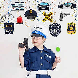 30 Pcs Police Party Hanging Swirls Police Party Decorations Swirls Police Party Favors Police Graduation Party Decorations Police Decor for Police Department Theme Birthday Party Baby Shower Supplies