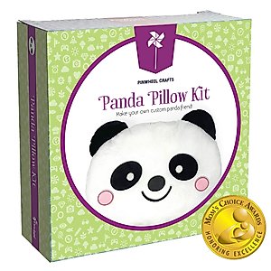 Pinwheel Crafts Beginner Sewing Kit for Kids 8-12 - Easy DIY Panda Pillow Kit - Learn to Sew - Kids Sewing Craft Gifts - Make Your Own Stuffed Animal Panda Plush Toy