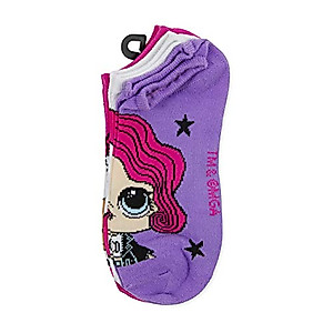 L.O.L. Surprise! Girls' Big LOL Surprise 5 Pack No Show, Pink/Purple/Multi, Fits Sock Size 9-11 Fits Shoe Size 4-10.5