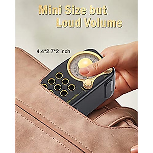 Retro Radio Bluetooth Speaker, Vintage Radio FM Radio with Old Fashioned Classic Style, Strong Bass Enhancement, Loud Volume, Bluetooth 5.0 Connection, TF Card Slot and MP3 Player (Black)