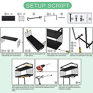 HOTEC Wall-Mounted Towel Rack for Bathroom with Large Capacity Shelf Space Saving Towel Holder for Bathroom Storage, for Small Bathrooms, Apartments, RVs Durable and Stylish Metal and Wood Design