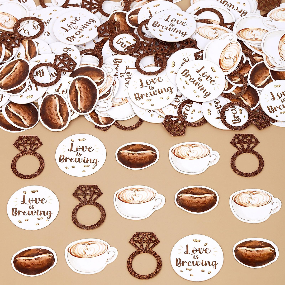 Coffee Bridal Shower Decorations - 200PCS Coffee Confetti, Love is Brewing Bridal Shower Decorations, Coffee Table Decorations for Love is Brewing Wedding Shower Engagement Party