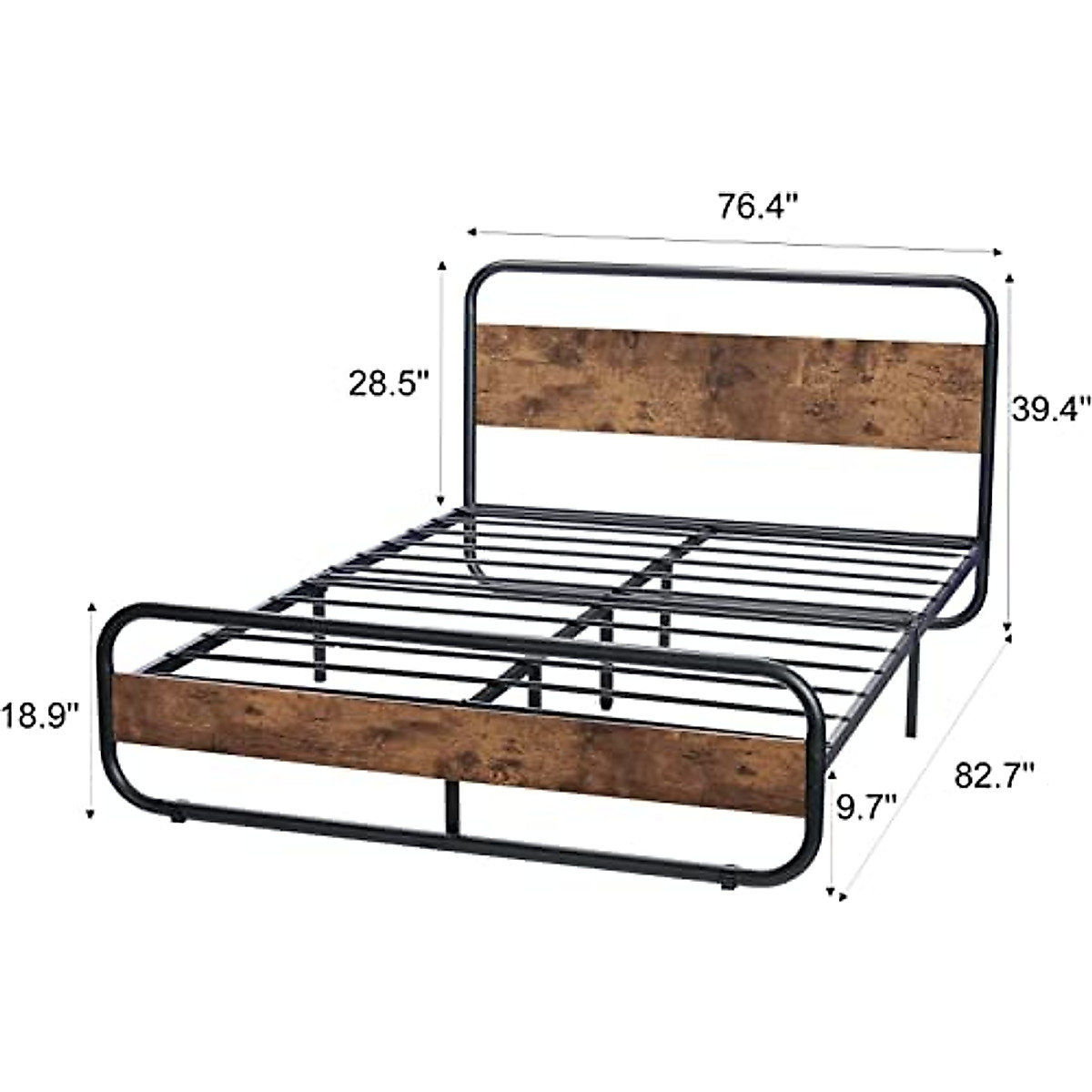 Catrimown King Bed Frame with Headboard LED Bed Frame King Metal Platform Bed Frame King Size Heavy Duty King Wood Platform Bed Frame Under Bed Storage Noise Free No Box Spring Needed