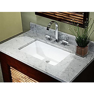 KINGSMAN Durable 21.5 Inch Rectangle Undermount Drop In Vitreous Ceramic Lavatory Vanity Bathroom Restroom Sink Pure White (21.5 Inch)