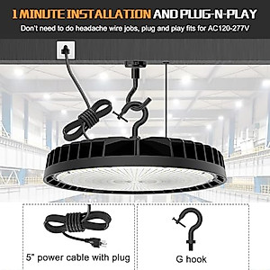 10Pack High Bay LED Lights 240W 33,600LM 5000K 140LM/W, Plug-n-Play High Bay LED Shop Lights, UFO LED Warehouse Lights, 0-10V Dimmable Commercial LED Lights for Warehouse Workshop Factory AC100-277V