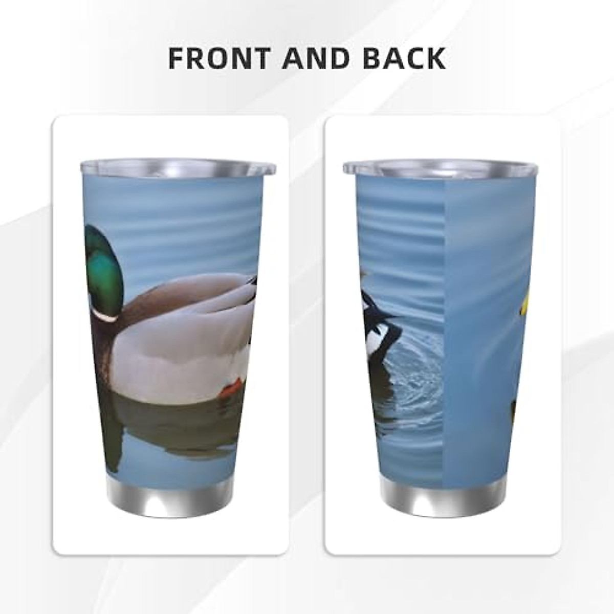 jshmgchw 3d Mallard Ducks 20oz Tumbler, Car Cup With Lid And Straw, Spill-Proof, Stainless Steel Double Wall Vacuum Insulated Reusable Coffee Travel Mug, For Cold Drinks, Hot Beverage