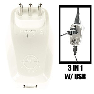 OREI 3 in 1 Italy Travel Adapter Plug with USB and Surge Protection - Grounded Type L - Italy & More - CE Certified - RoHS Compliant WPU-L-GN