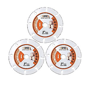 BGTEC Carbide Wood Cutting Disc,3pcs 3 Inch/75MM with 10MM Arbor Vacuum Brazed Carbide Cut-Off Wheel Blade for Wood Board, Gypsum Board, Rubber Pipe, Plastic